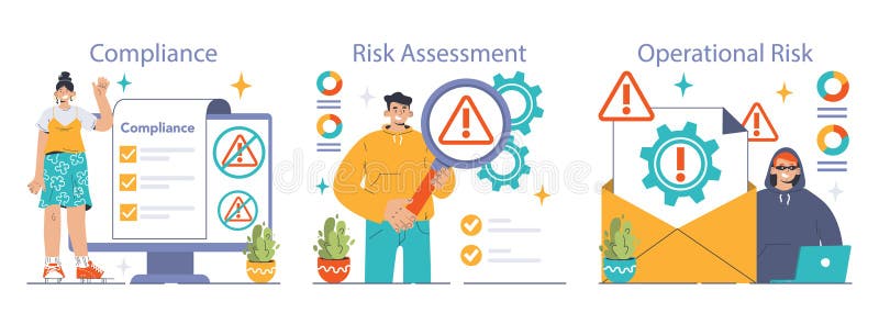 Risk Management Set. Flat Vector Illustration Stock Illustration ...