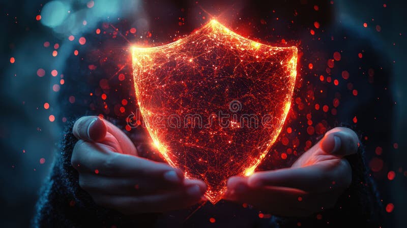 Risk Management Shield Protection Concept Glowing in Hands, Symbolizing ...