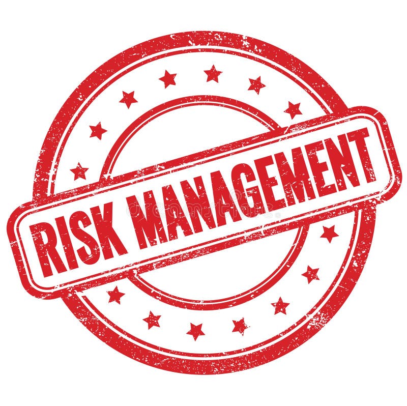 RISK MANAGEMENT Text on Red Grungy Round Rubber Stamp Stock ...