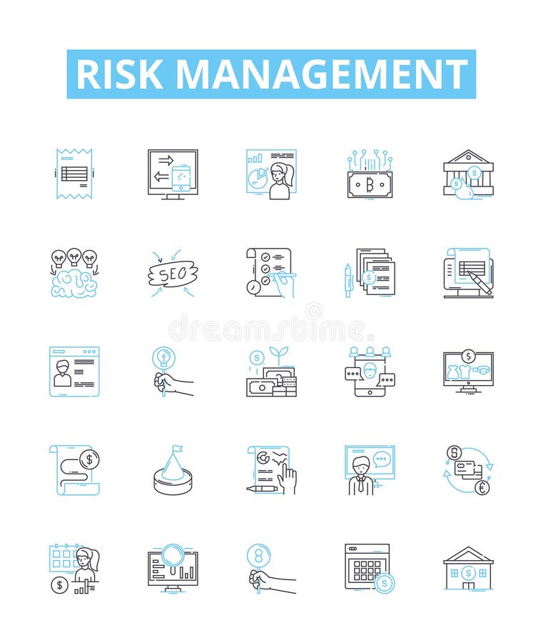 Risk Management Vector Line Icons Set. Risk, Management, Assess ...
