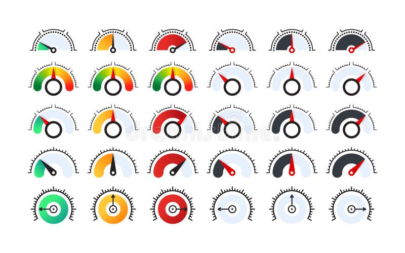 Risk Meter Icons. Efficiency Meter Signs. Performance Measurement ...