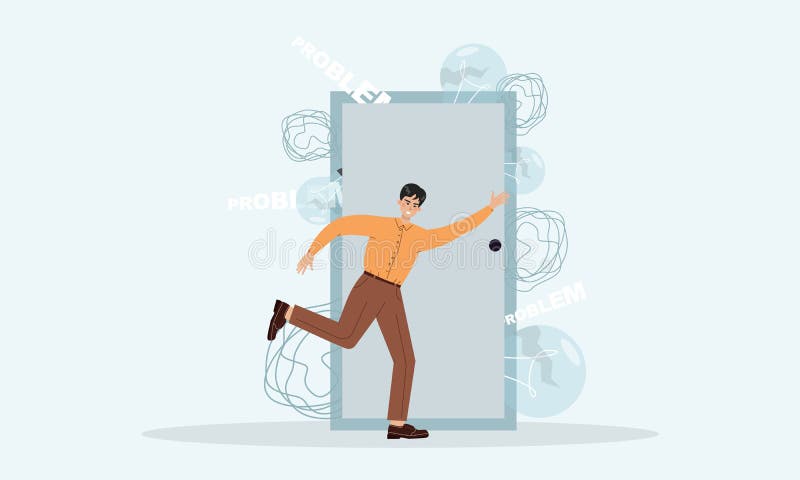 Risk or Problem Concept. Unhappy Character Under Difficult Stock Vector ...