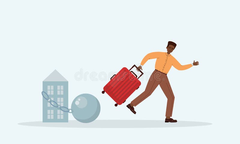 Risk or Problem Concept. Unhappy Character Under Difficult Stock Vector ...