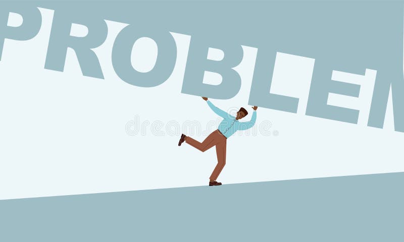 Risk or Problem Concept. Unhappy Character Under Difficult Stock Vector ...