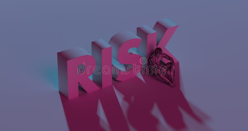 Risk - Red Lettering Text Near Sad Man, 3d Render Stock Illustration ...