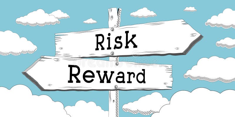 Risk and Reward - Outline Signpost with Two Arrows Stock Illustration ...