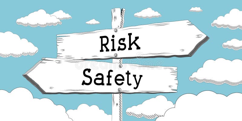 Risk, Safety - Outline Signpost with Two Arrows Stock Illustration ...