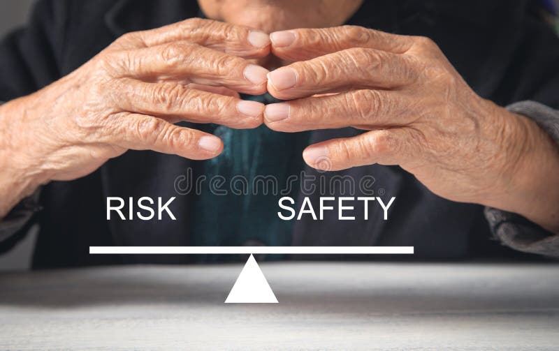 Risk and Safety Word with a Scales. Business Stock Photo - Image of ...