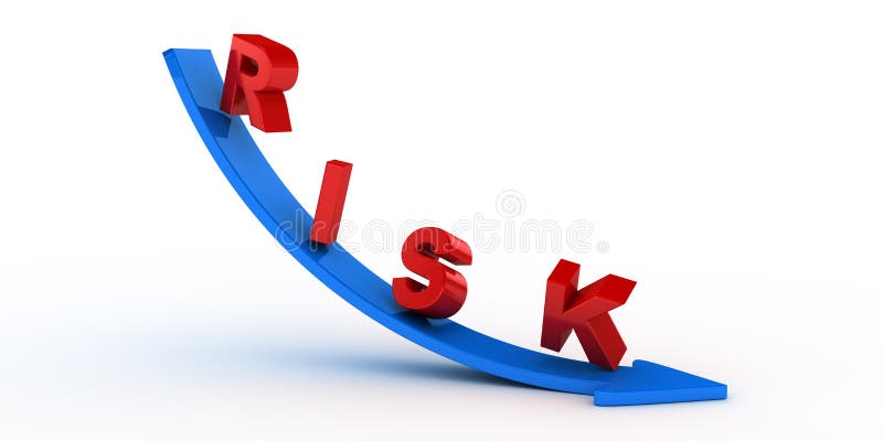 Risk text on blue arrow stock illustration. Illustration of gambling ...