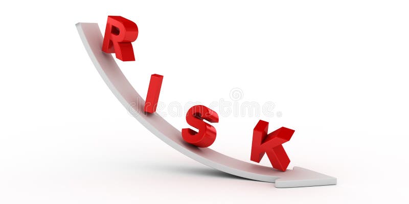 Risk text on white arrow stock illustration. Illustration of investing ...