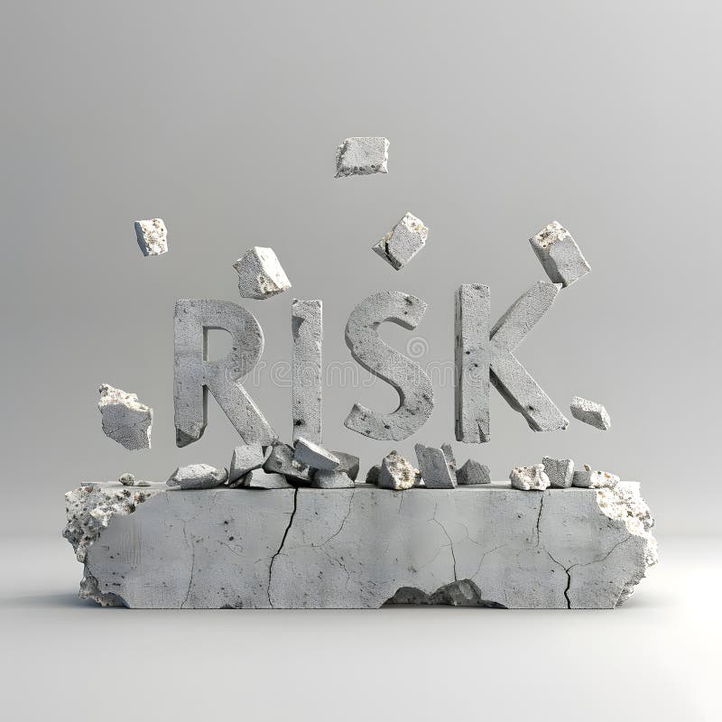 Risk Concept with Shattering Concrete Letters on Light Background Stock ...