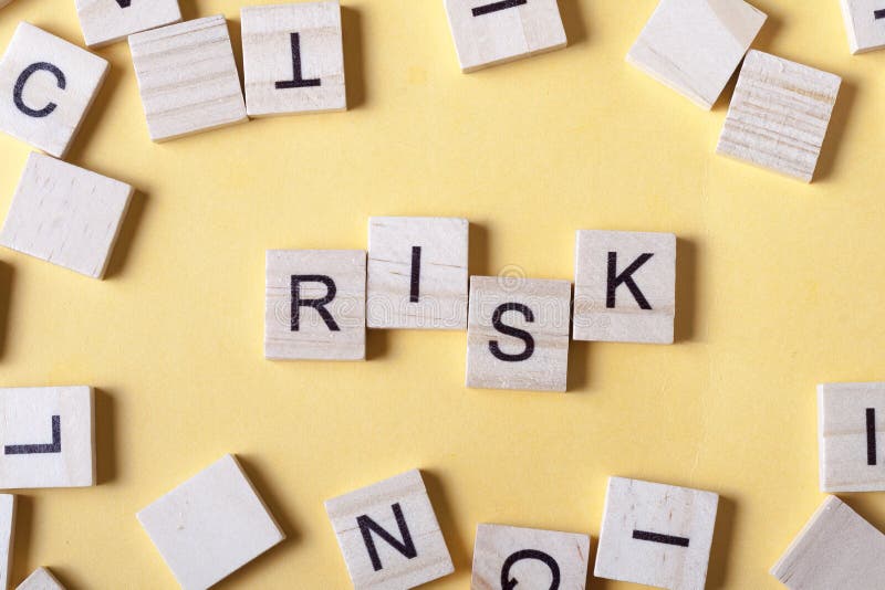 Risk Word at Wooden Blocks on Table. Top View Stock Image - Image of ...