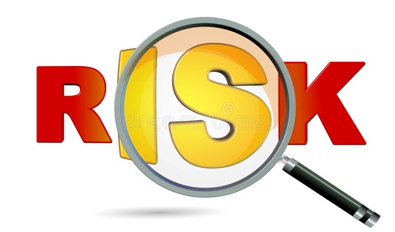 Risk Zoom Analyze Estimate Len Focus on Text - 3d Rendering Stock ...