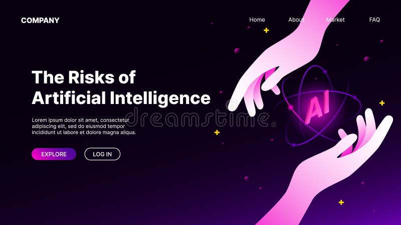 Risks of Artificial Intelligence Banner. Web Page Template Stock Vector ...