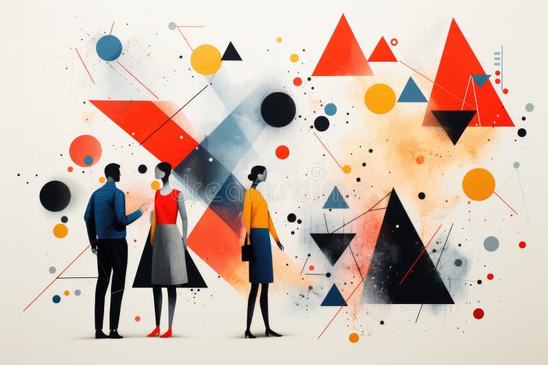 Risograph Artwork Geometric Shapes Like Circles, Squares, and Triangles ...
