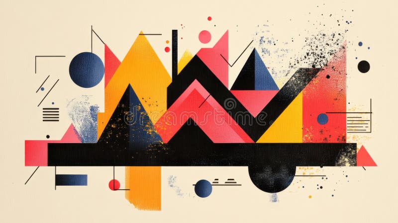 Risograph Crown with Geometric Shapes. Objects in Trendy Riso Graph ...