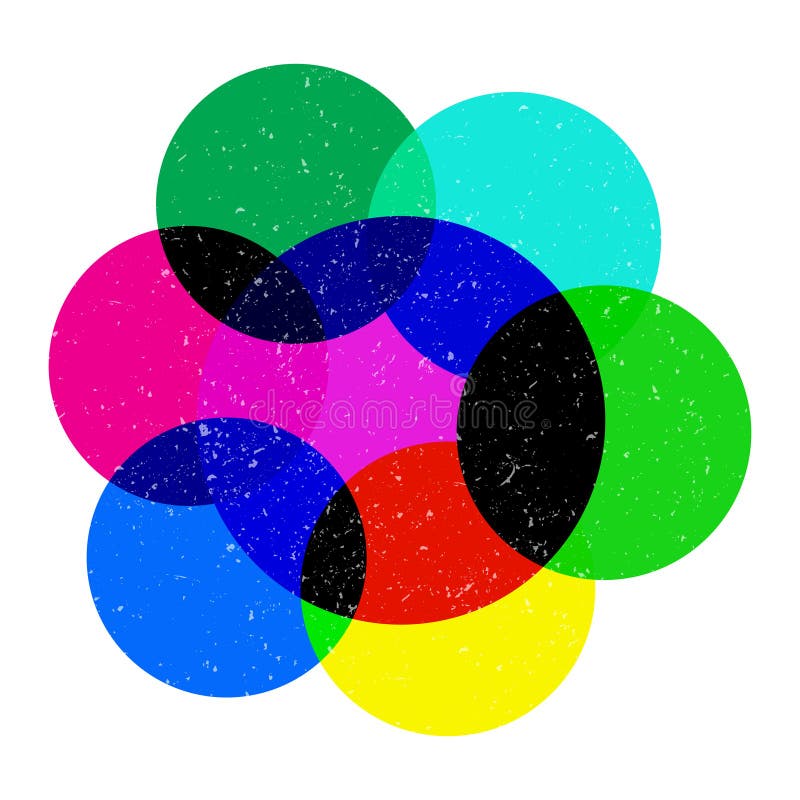 Risograph Effect Abstract Geometric Shapes.Geometric Abstract Shapes ...