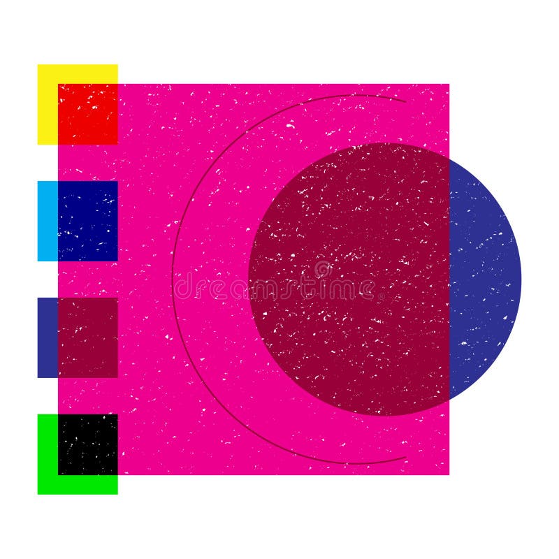 Risograph Effect Abstract Geometric Shapes.Geometric Abstract Shapes ...