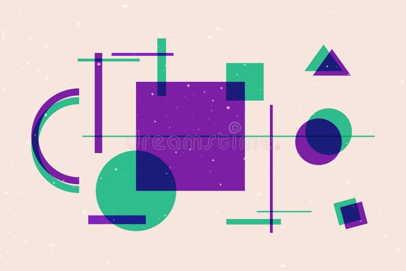 Risograph Geometric Shapes. Abstract Minimalist Organic Elements ...