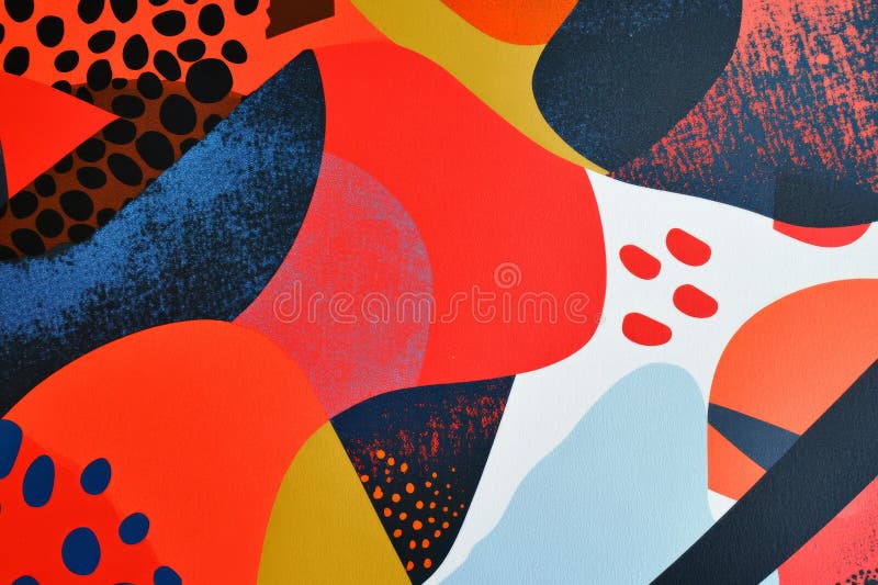 Risograph Printed Background Overlaid Mismatched Layers Bold Shapes ...