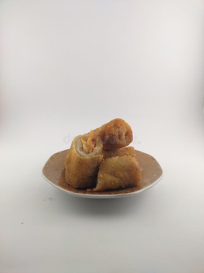 Risoles on a Small Plate, White Background Stock Image - Image of plate ...