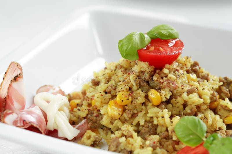 Italian Risotto stock image. Image of meat, gourmet, green - 1325305