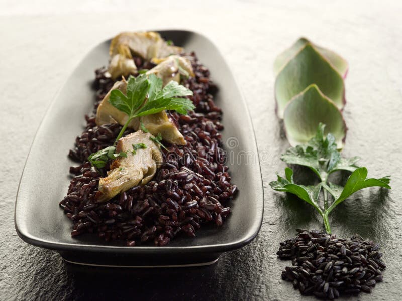 Risotto with black rice stock photo. Image of harvest - 22010068