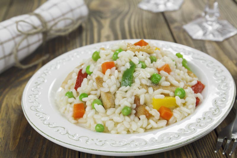 Risotto with Chicken and Vegetables Stock Image - Image of arborio ...