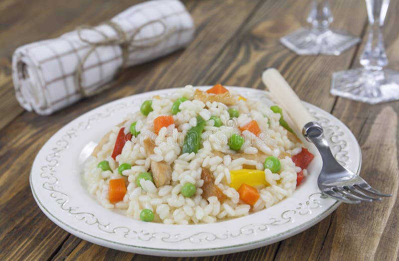 Risotto with Chicken and Vegetables Stock Image - Image of fillet, meal ...