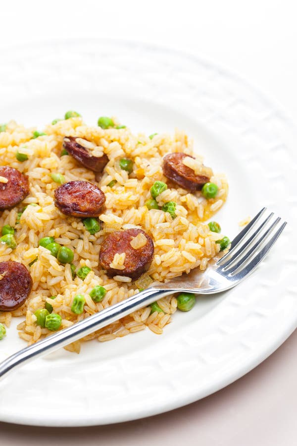 Risotto with Chorizo and Pea Stock Image - Image of nourishment, still ...