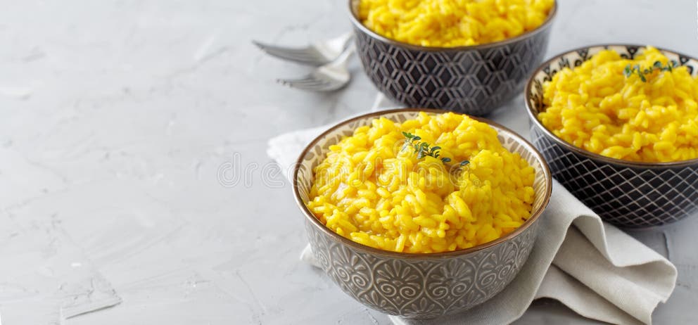 Risotto with curcuma stock photo. Image of meal, prepared - 106338432