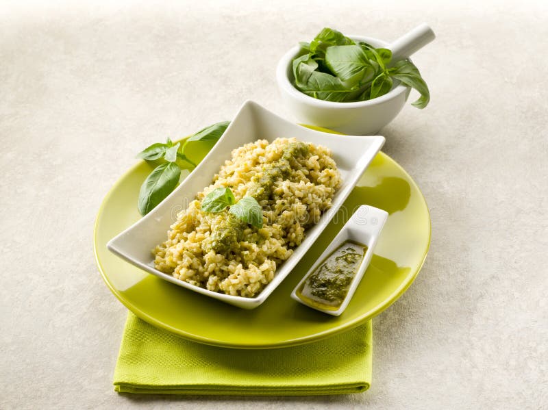Risotto with pesto sauce stock image. Image of mediterranean - 24328559