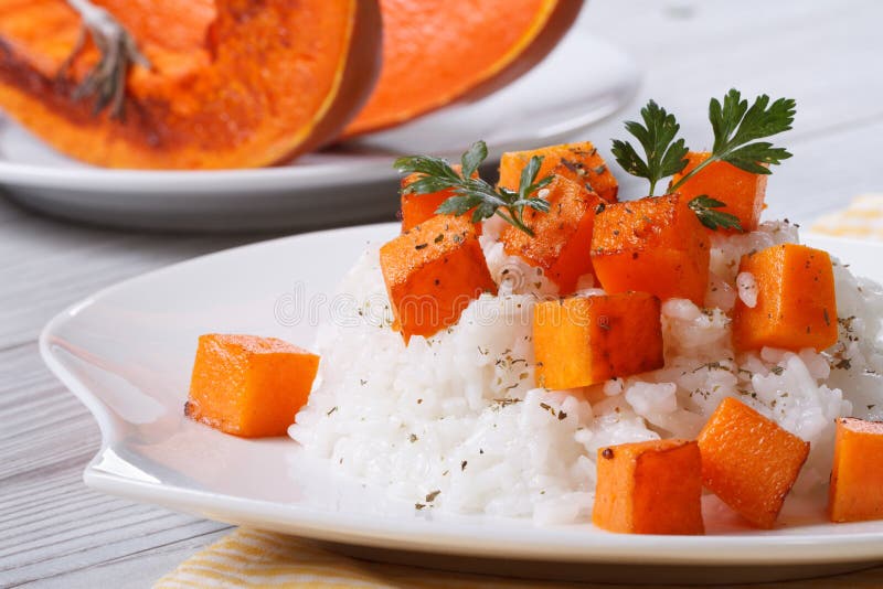 Risotto with Pumpkin Close-up on a Plate. Stock Photo - Image of ...