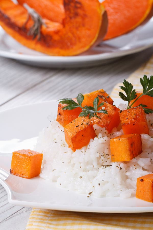 Risotto with Pumpkin Close-up, Vertical Stock Photo - Image of indian ...