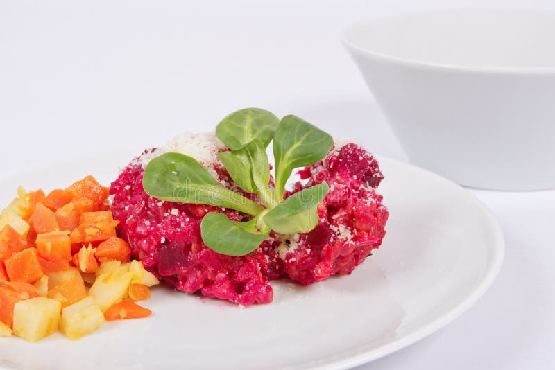 Risotto with Red Beet on a White Stock Image - Image of hotel, fresh ...