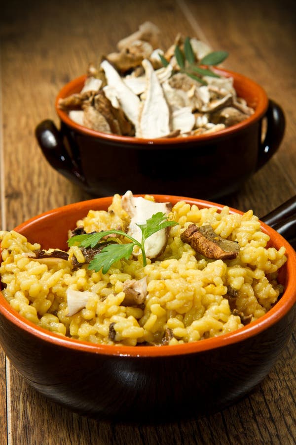 Risotto with Saffron and Mushrooms Stock Photo - Image of focus ...