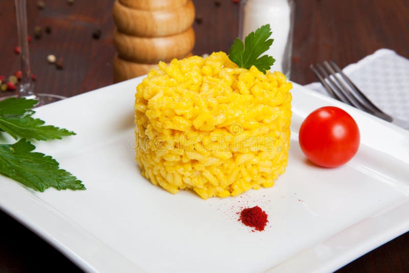 Risotto with Saffron, Risotto Alla Milanese Stock Photo - Image of alla ...