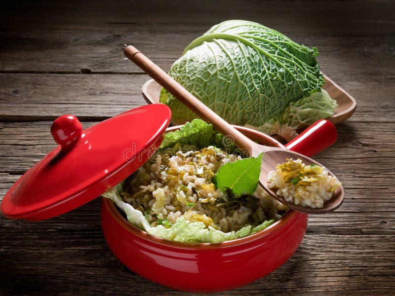 Risotto with savoy cabbage stock photo. Image of italy - 22900900