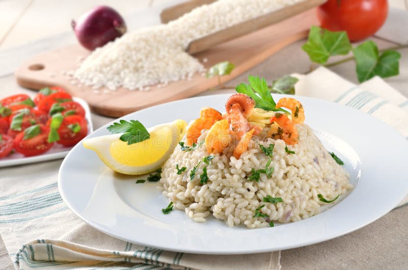 Risotto with seafood stock image. Image of rice, delicious - 22544485