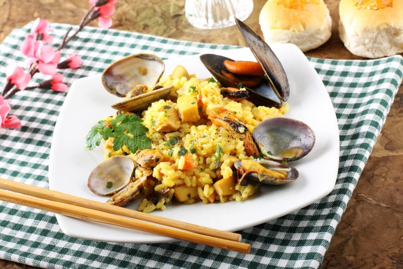 Risotto with seafood stock photo. Image of lunch, healthy - 44399156