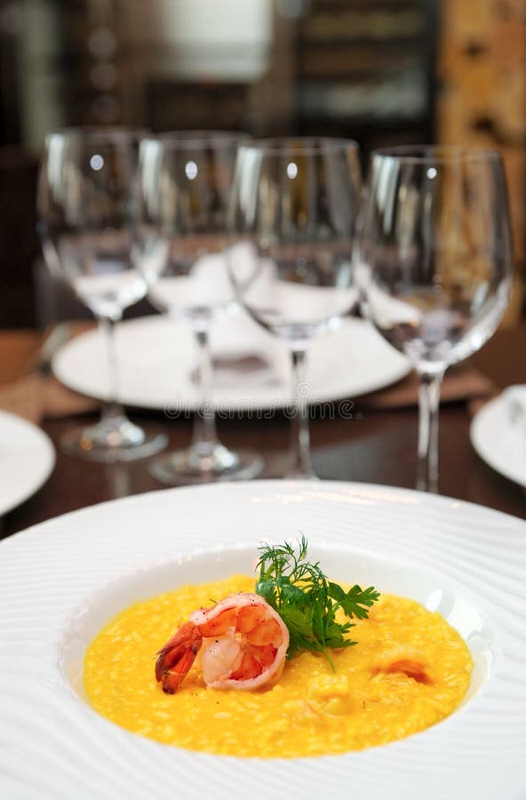 Risotto with Shimp on Arranged Table Stock Image - Image of risotto ...
