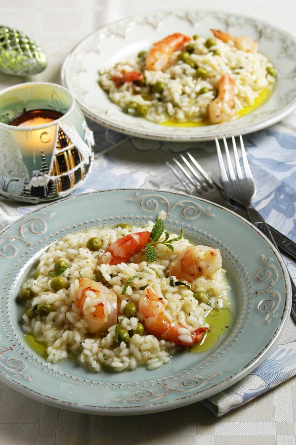 Prawn Risotto Bianco stock photo. Image of oval, arborio - 33129488