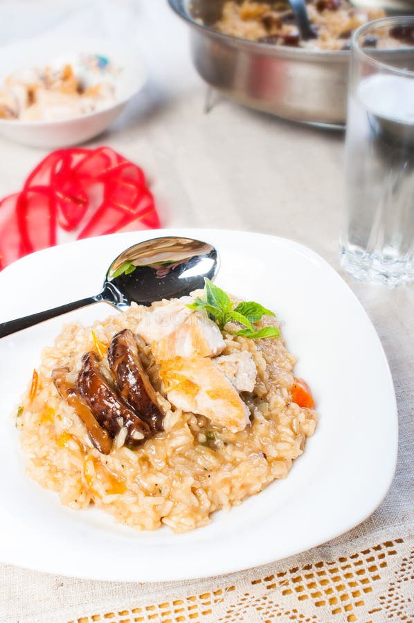 Chicken mushroom risotto stock image. Image of phat, chinese - 30208945