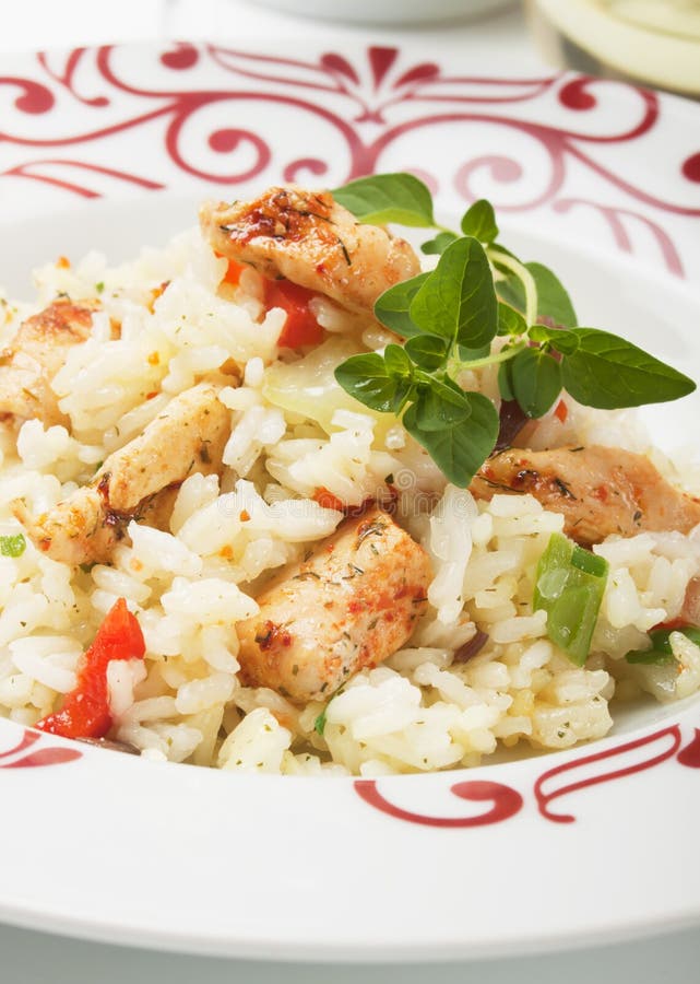 Risotto with Vegetable and Chicken Meat Stock Image - Image of meat ...