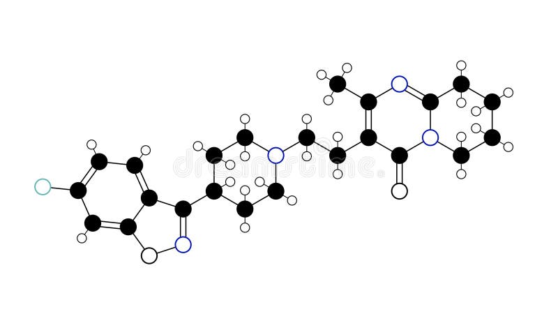 Risperidone Molecule, Structural Chemical Formula, Ball-and-stick Model ...