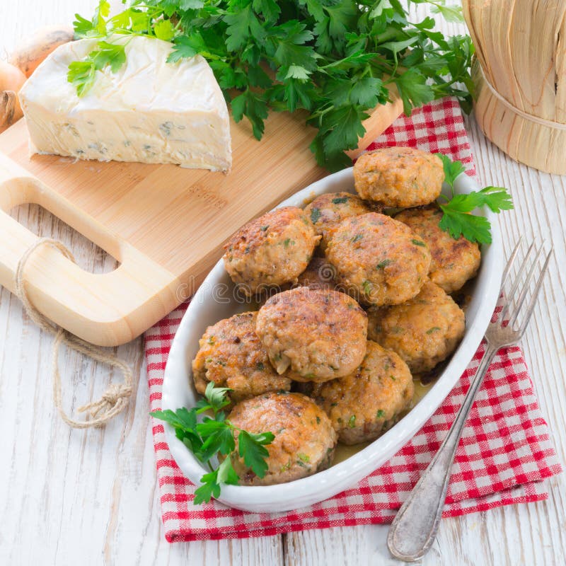 Rissole with Mould Cheese and Parsley Stock Photo - Image of meal ...