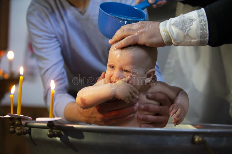 Orthodox Baptism of an Infant Stock Photo - Image of love, church ...