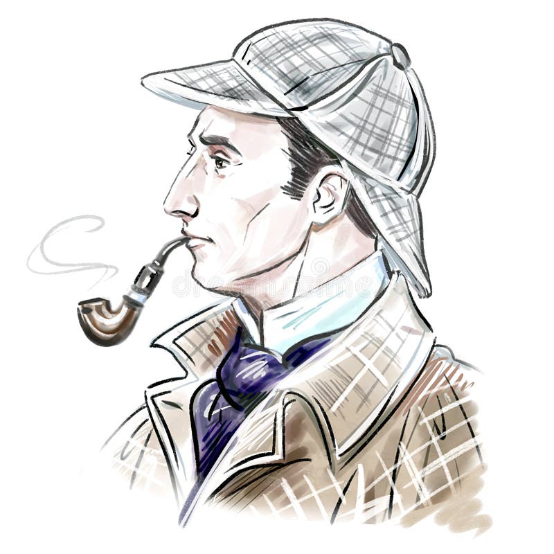 Ritratto Artistico Di Sherlock Holmes Illustrazione di Stock ...