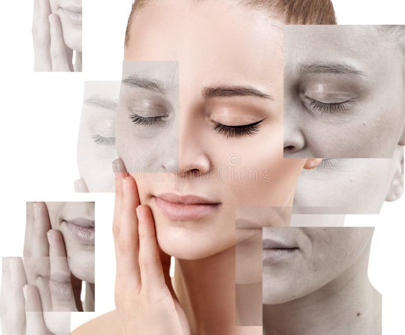 Ritratto Della Donna Prima E Dopo Ringiovanimento Della Pelle ...