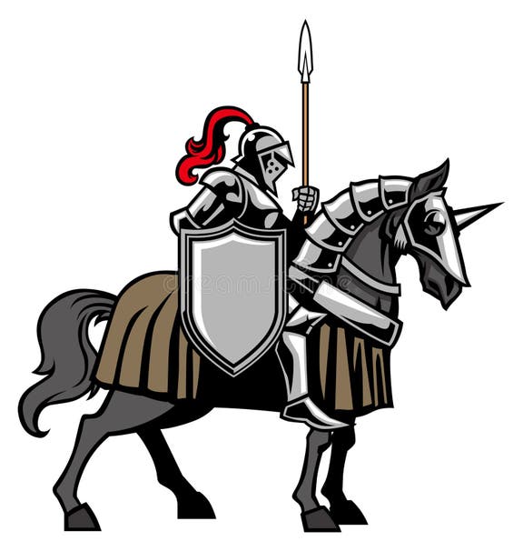 Ritter Mit Gepanzertem Pferd Vektor Abbildung - Illustration von tier ...